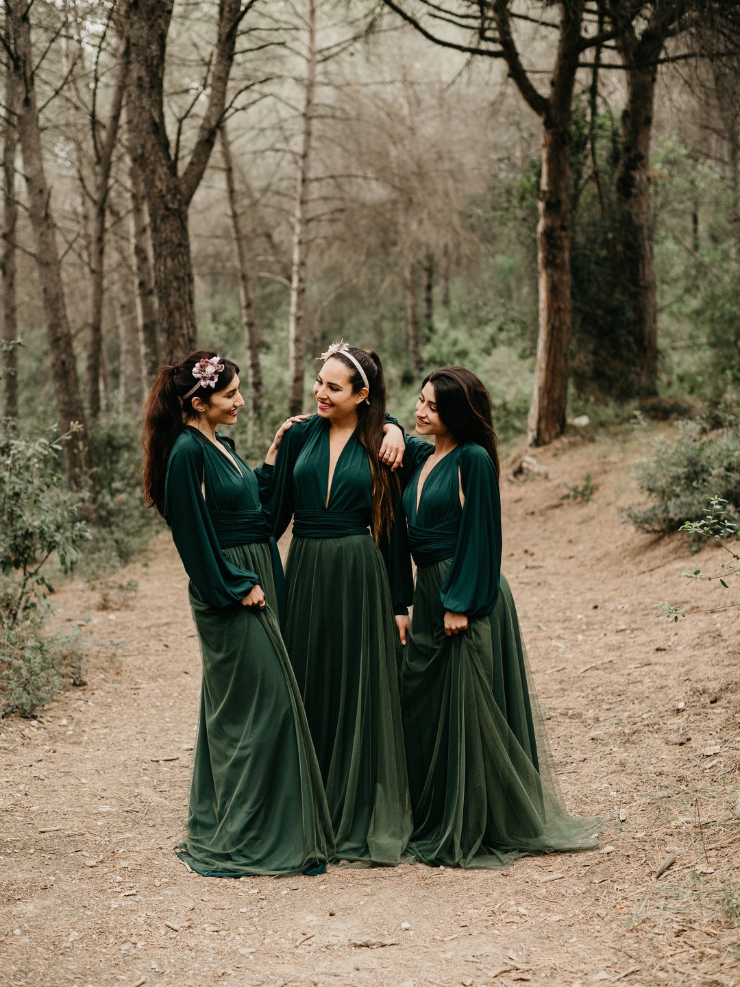 Green Evening Dress, Green Infinity Dress, Jersey Long Sleeves, Khaki ...