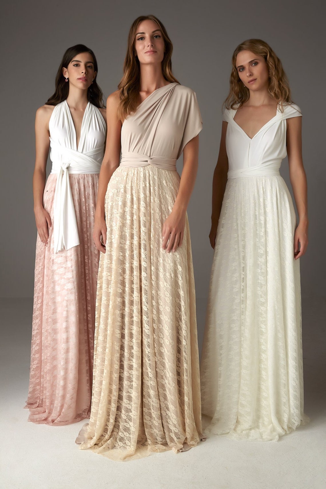 Light Pink Infinity Dress With Ivory Lace Overskirt Bohemian - Etsy