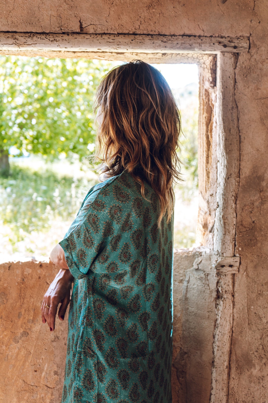 BUTTON FRONT DRESS, Short Silk Dress, Summer Tunic, Aesthetic Boho ...