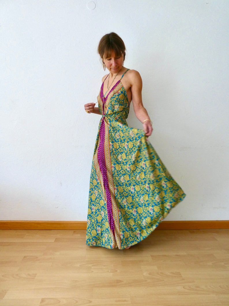 BACKLESS DRESS, Boho Summer Dress, Long SILK Dress, Ibiza Beach Summer ...