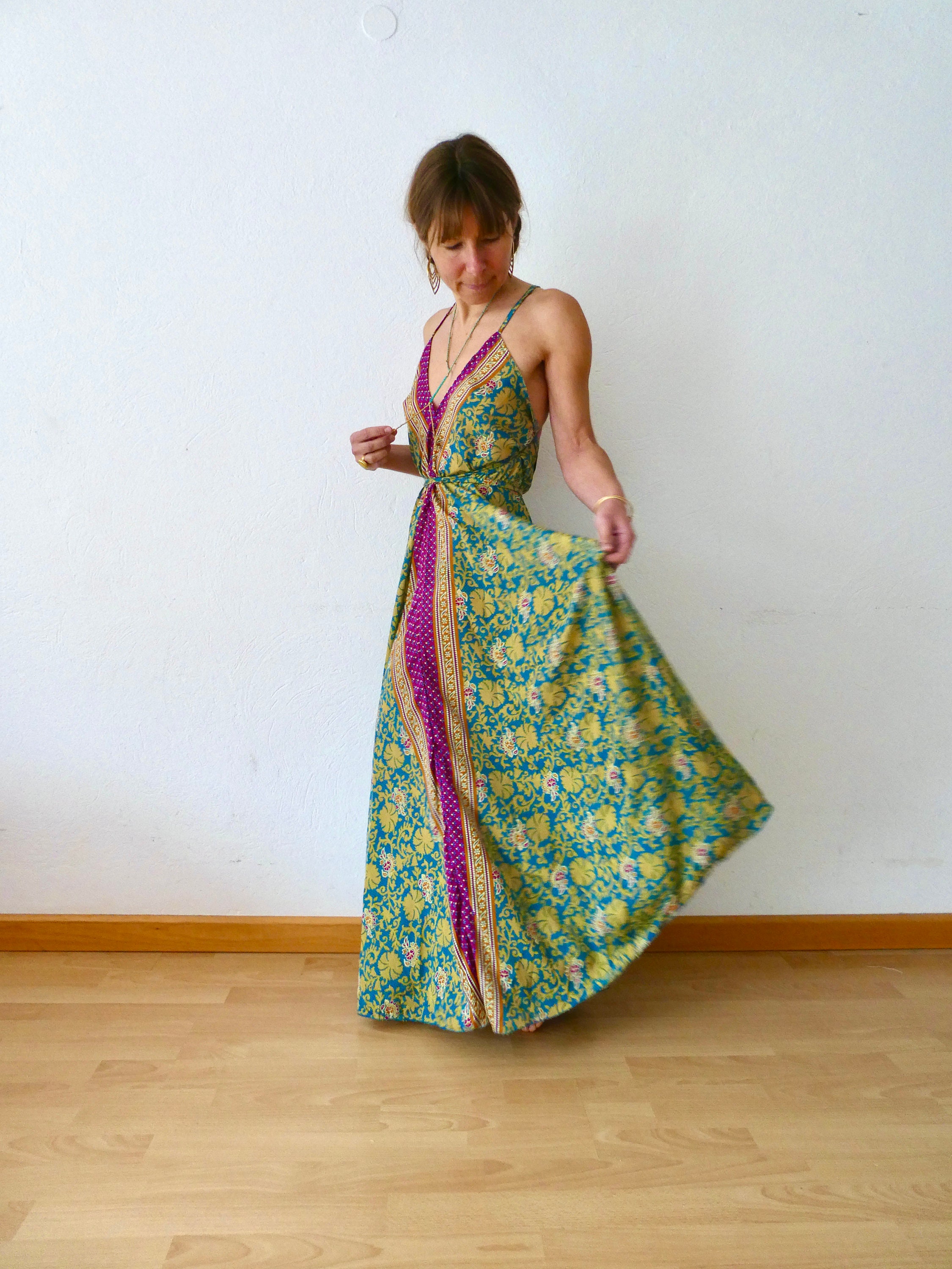 BACKLESS DRESS, Boho Summer Dress, Long SILK Dress, Ibiza Beach Summer ...