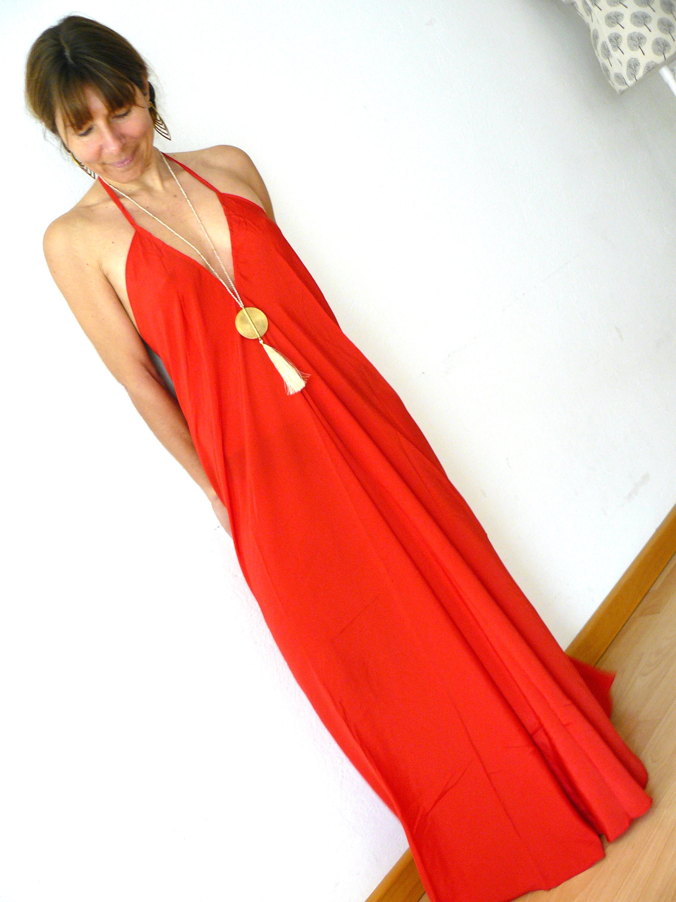 BACKLESS DRESS, Boho Summer Dress, Long SILK Dress, Ibiza Beach Summer ...