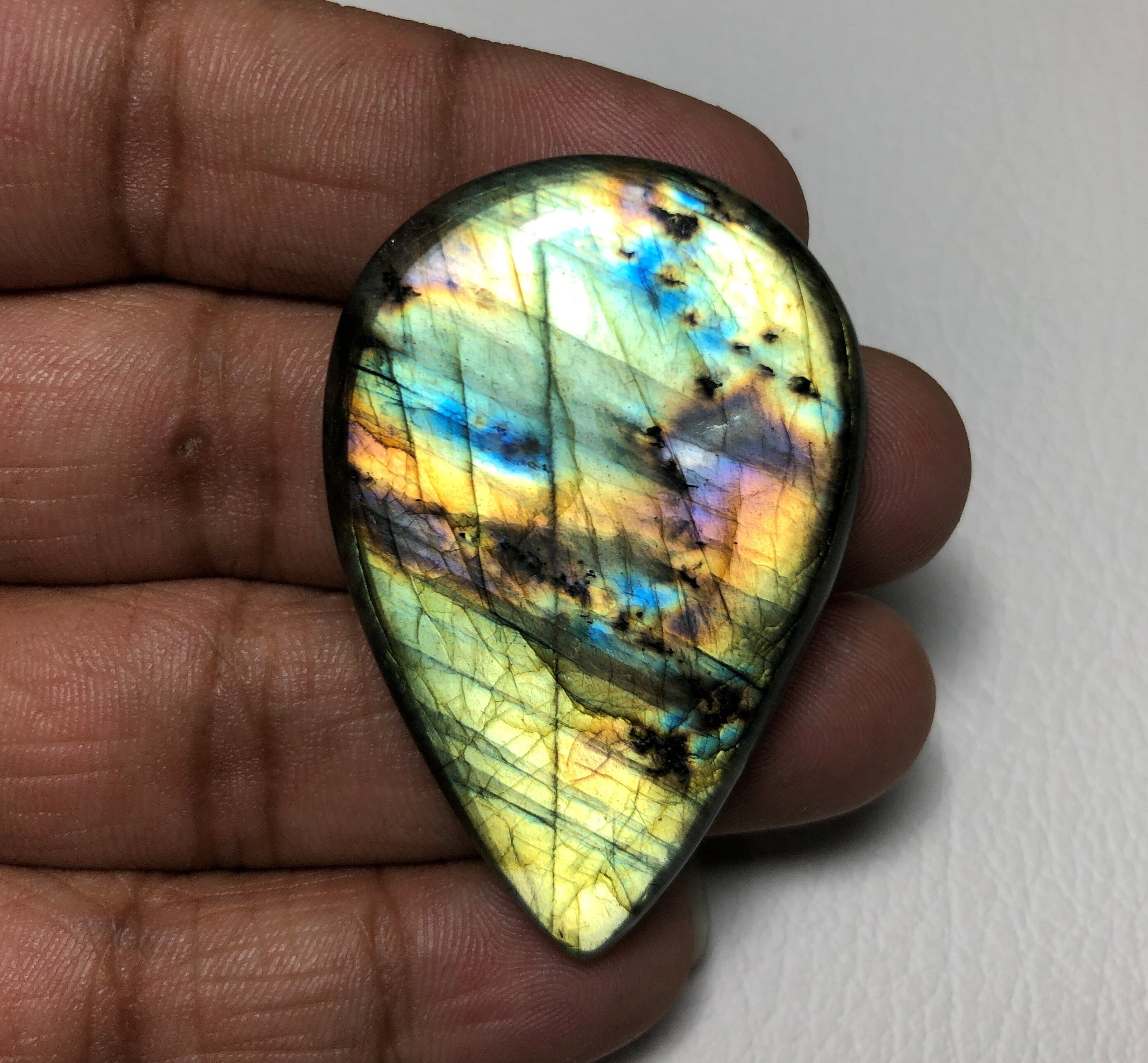 Multi Flash Shutter Effect Labradorite Cabochon 96.50Ct Pear | Etsy