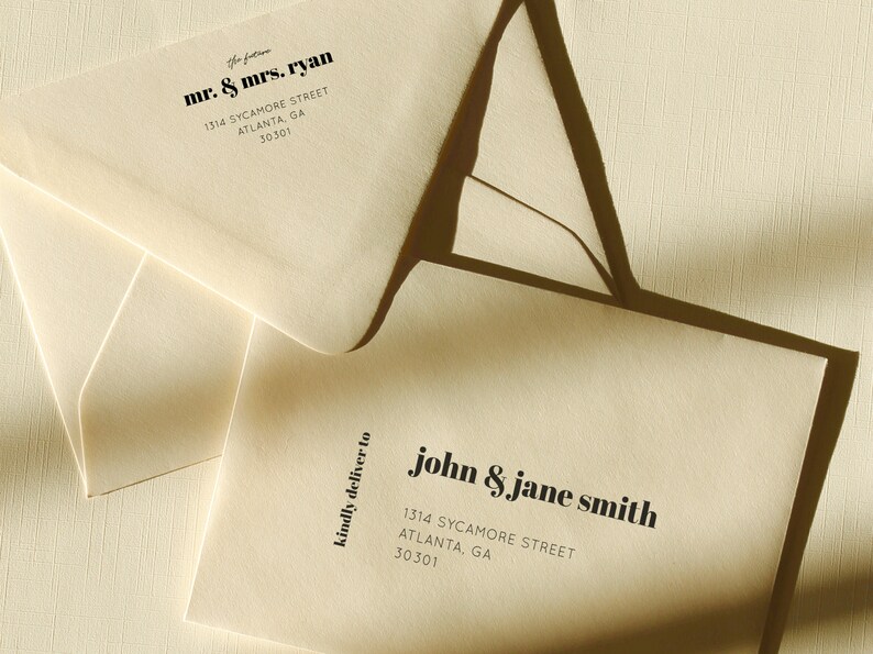 MODERN Envelope Addressing Template Wedding Invitation RSVP DIY Fully ...