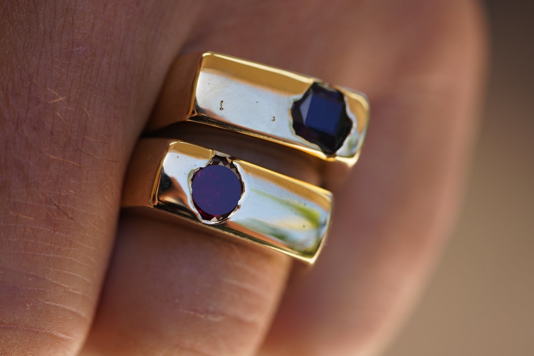 Mens Ring Hand Cut Gems Sand Casting Signet Ring - Etsy