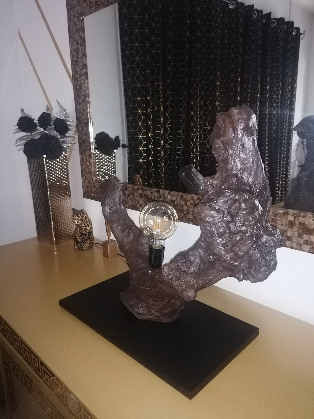 Stella Table Lamp in Designer Tinted Driftwood, Wooden Lamp ...