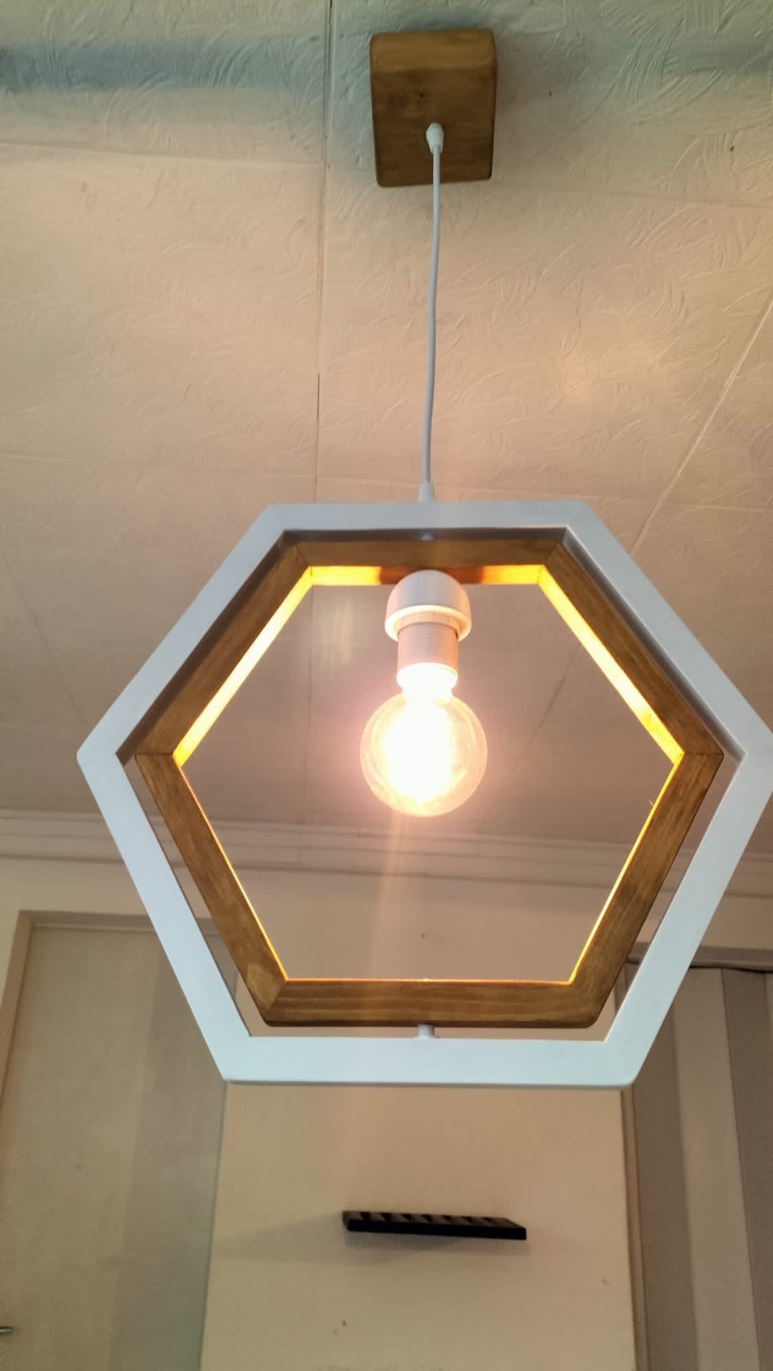 Wooden Rhombus Chandelier, Wooden Pendant Light Fixture, Contemporary ...