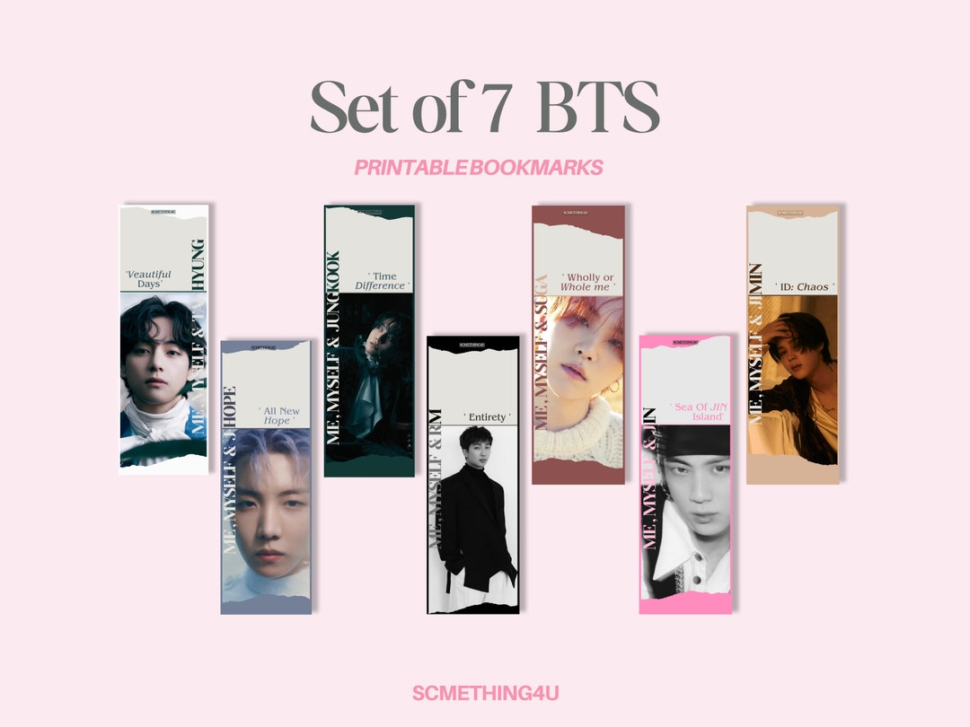 Set of 7 BTS Printable Bookmarks Kpop Fans, Bookmark Template, Army ...