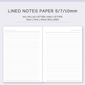 Printable Lined Notes Paper Insert Page5mm7mm10mma5a4us | Etsy