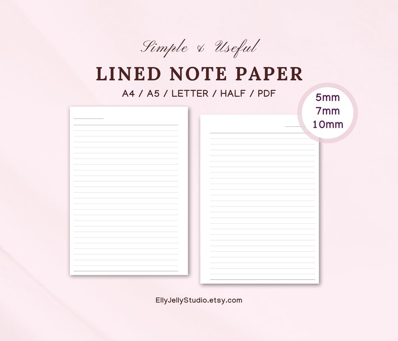Printable Lined Notes Paper Insert Page,5mm,7mm,10mm,a5,a4,us Letter ...