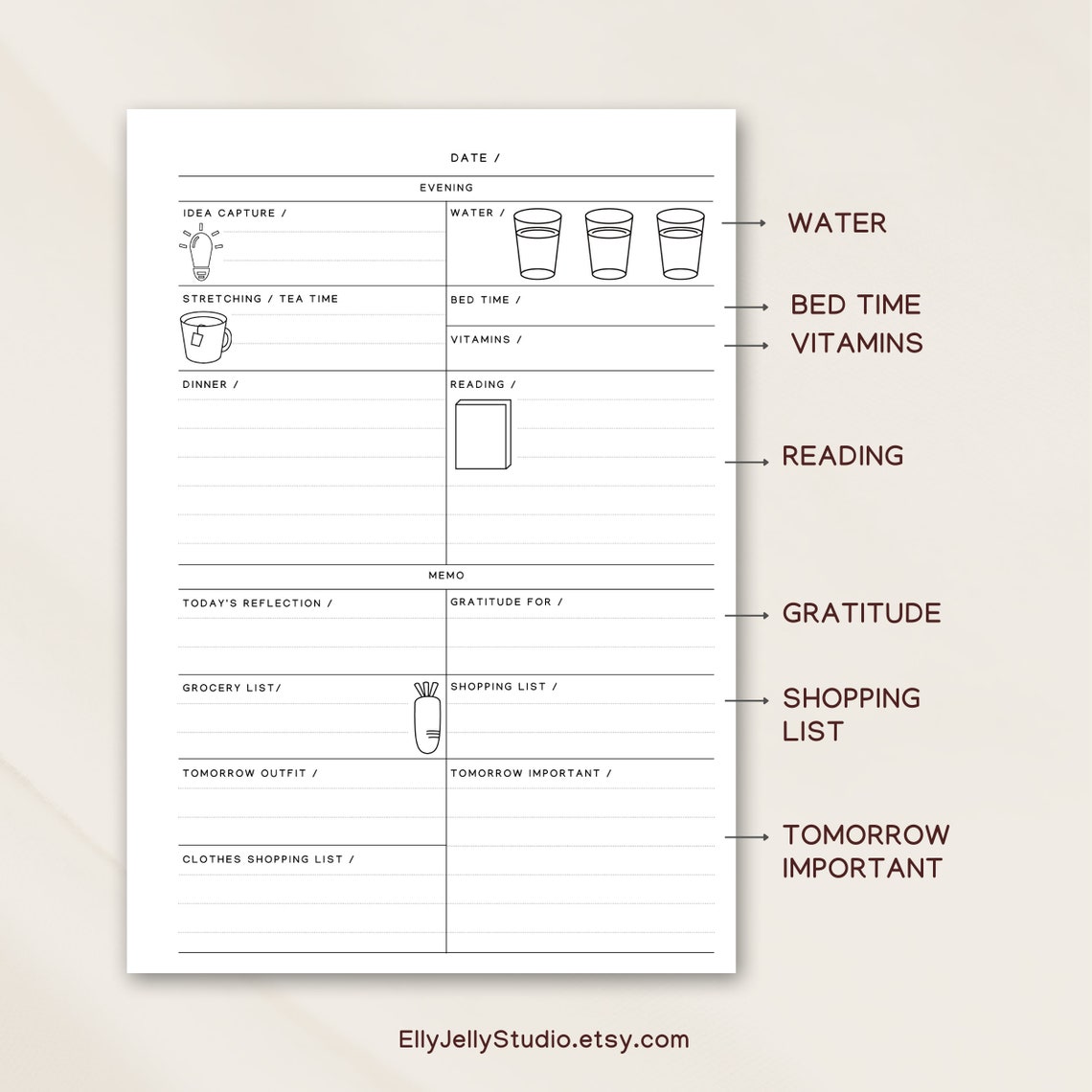 Daily Routine Planner Printabledaily Routine Checkmorning - Etsy