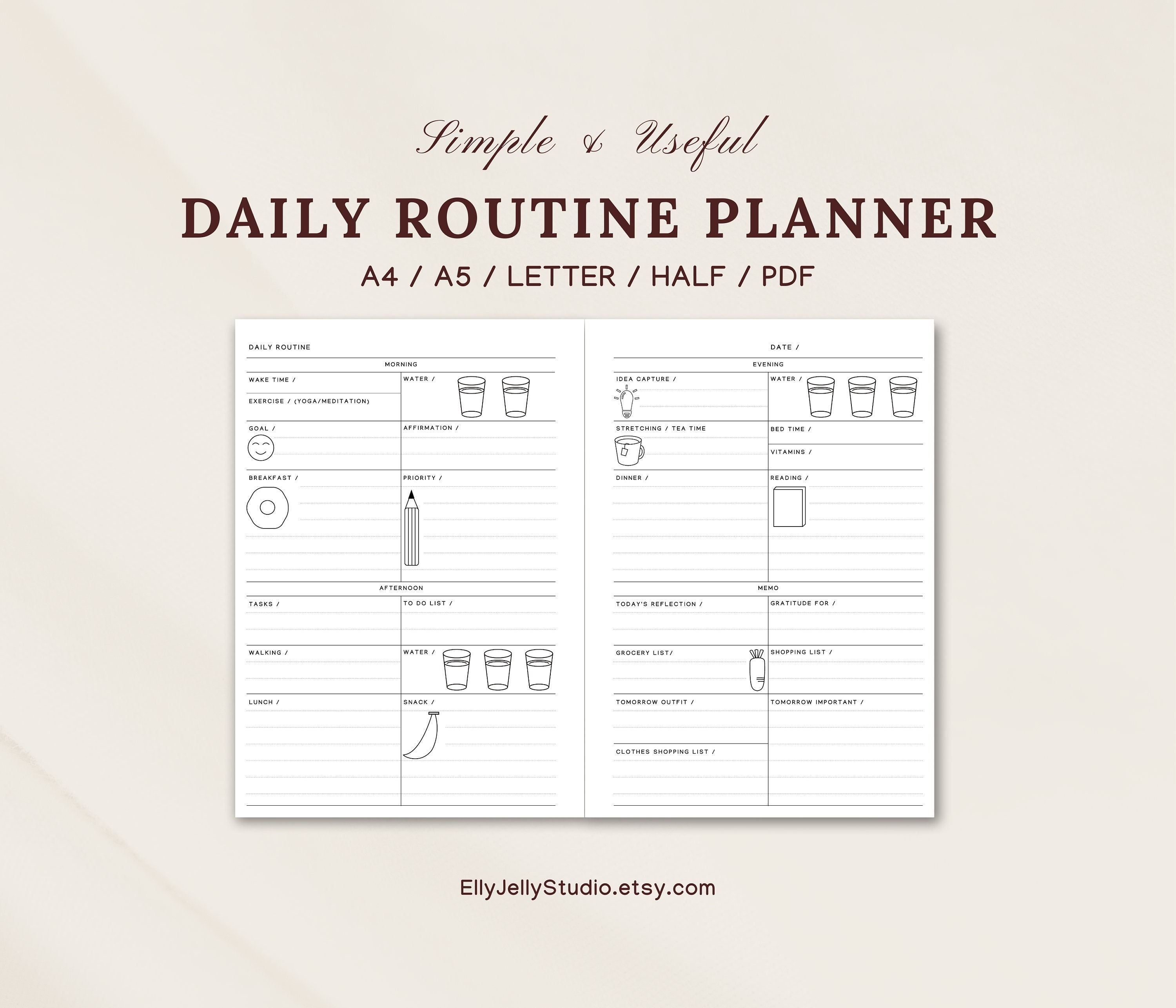 Daily Routine Planner Printable,daily Routine Check,morning Afternoon ...