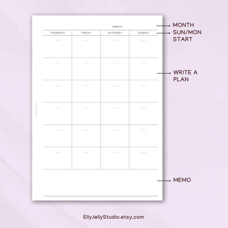 Monthly Schedule Planner Printable A5A4US - Etsy