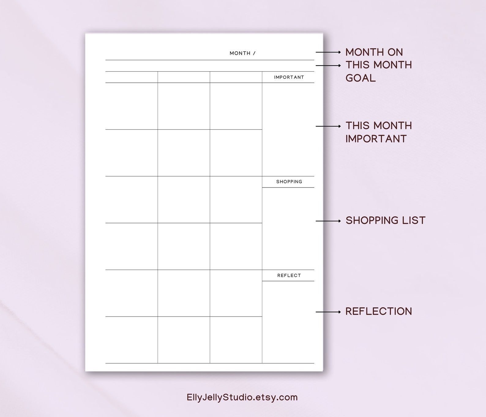 Monthly Goal Planner Insert A5,a4,letter,half,month at a Glance ...