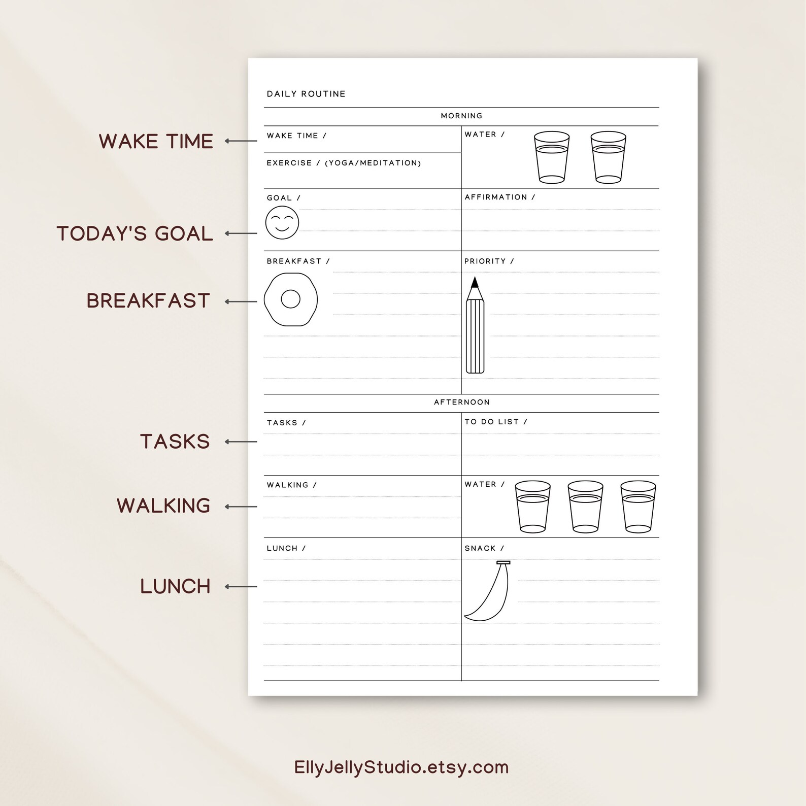 Daily Routine Planner Printable,daily Routine Check,morning Afternoon ...