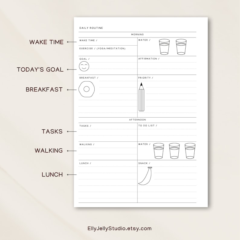 Daily Routine Planner Printable,daily Routine Check,morning Afternoon ...