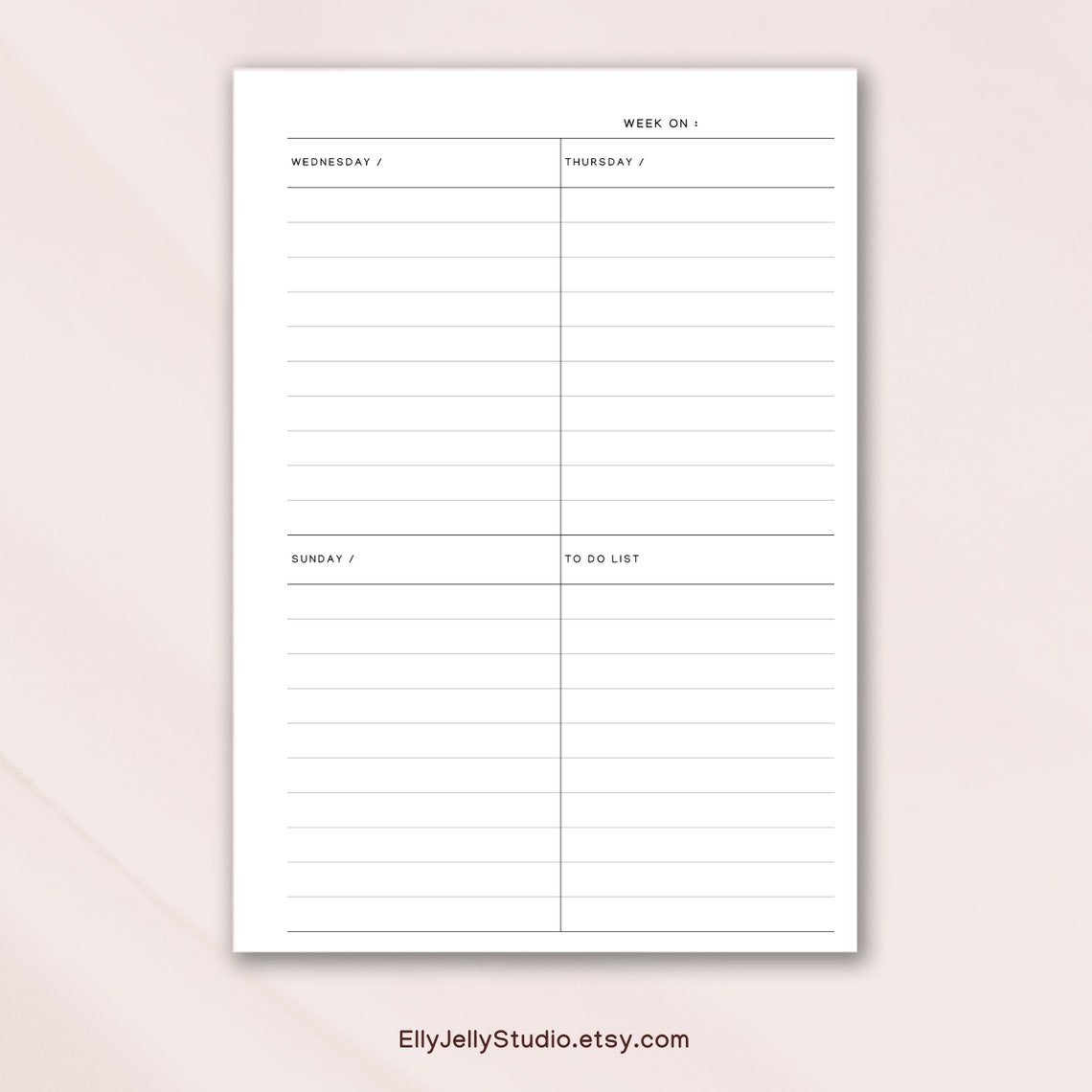 Printable Weekly Planner Insert: Lined Week on Two Pages (PDF) - Etsy