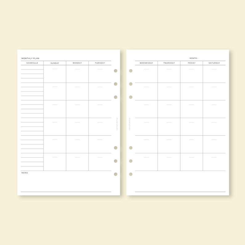 Monthly Schedule Planner Printable A5A4US - Etsy