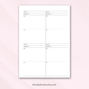 Printable Review Note for Wrong Answer Paper Insert Page,a5,a4,us ...