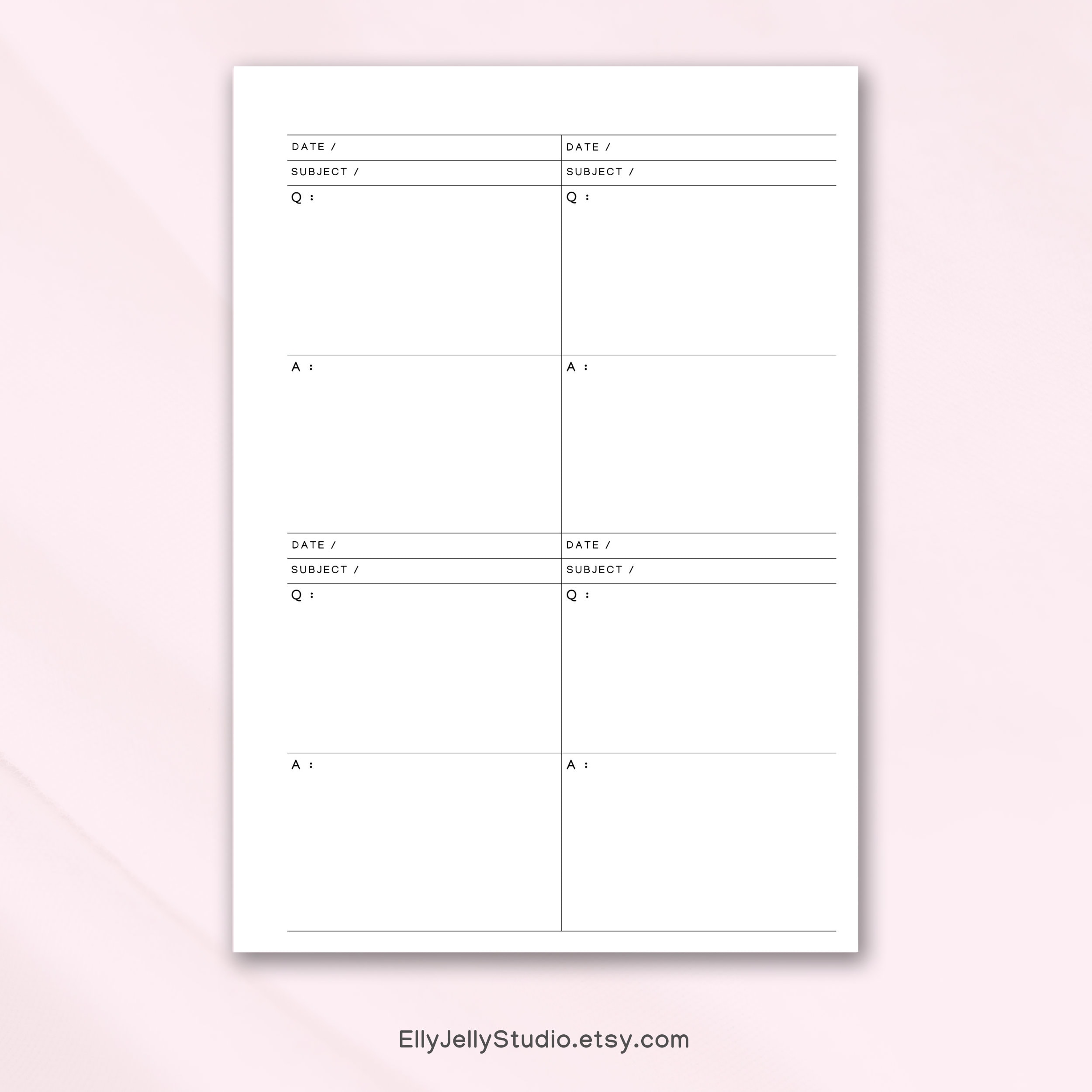 Printable Review Note for Wrong Answer Paper Insert Page,a5,a4,us ...