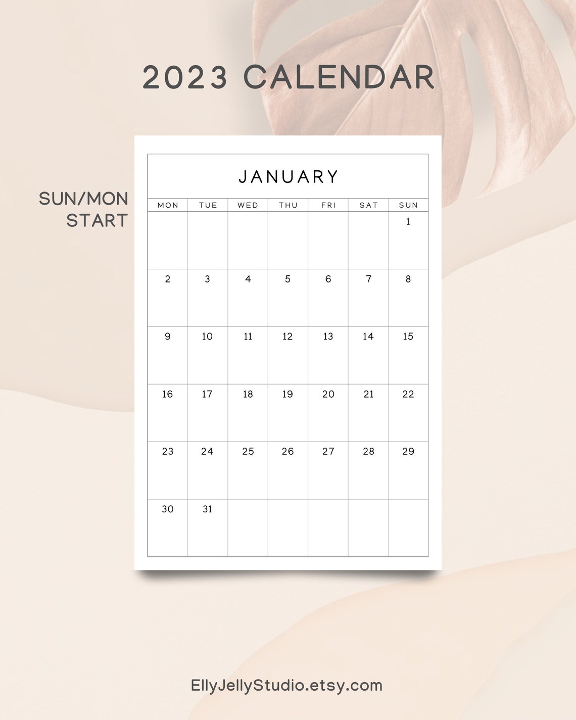 Printable 2023 Monthly Calendar A4/US LETTER Sizeyear at a - Etsy
