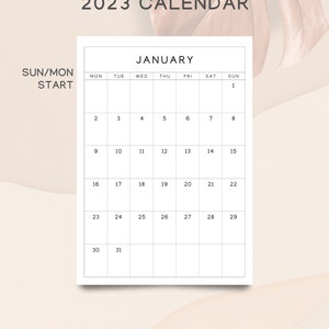 Printable 2023 Monthly Calendar A4/US LETTER Sizeyear at a - Etsy
