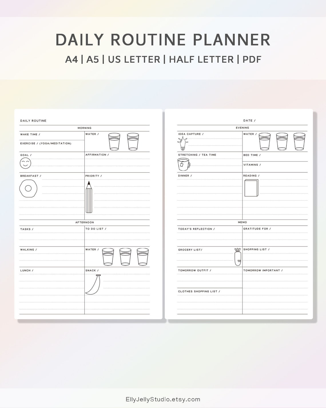 Daily Routine Planner Printabledaily Routine Checkmorning | Etsy