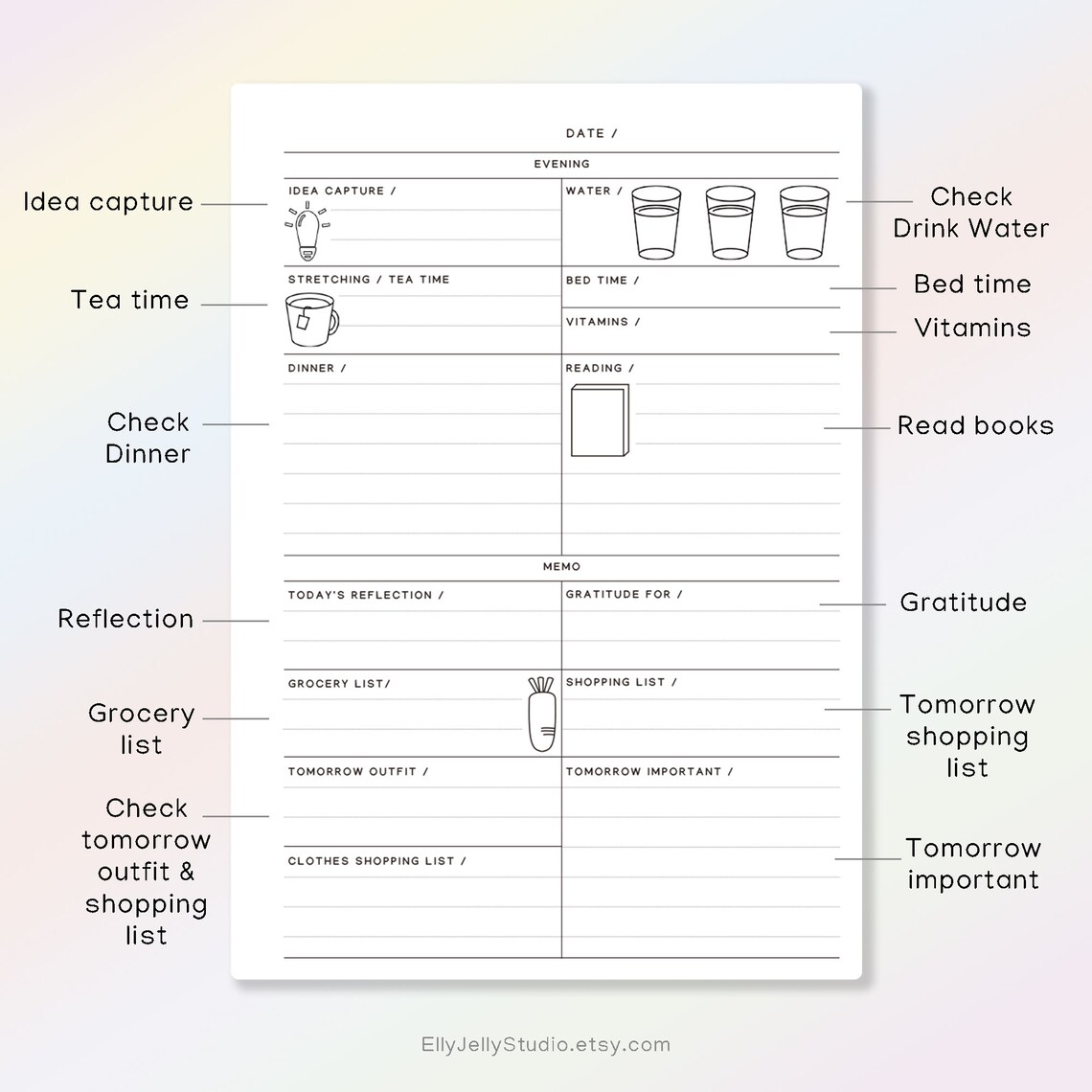 Daily Routine Planner Printabledaily Routine Checkmorning | Etsy