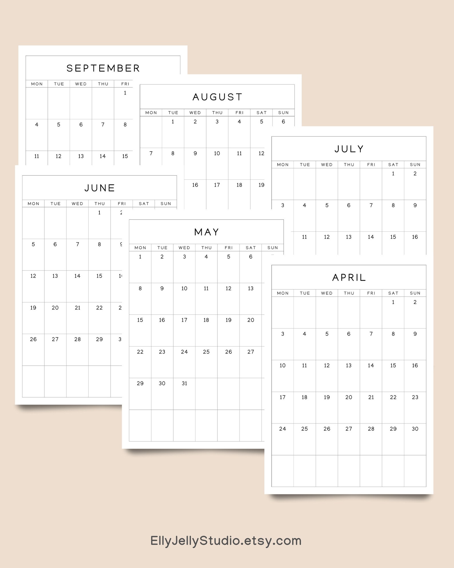 Printable 2023 Monthly Calendar A4/US LETTER Sizeyear at a - Etsy