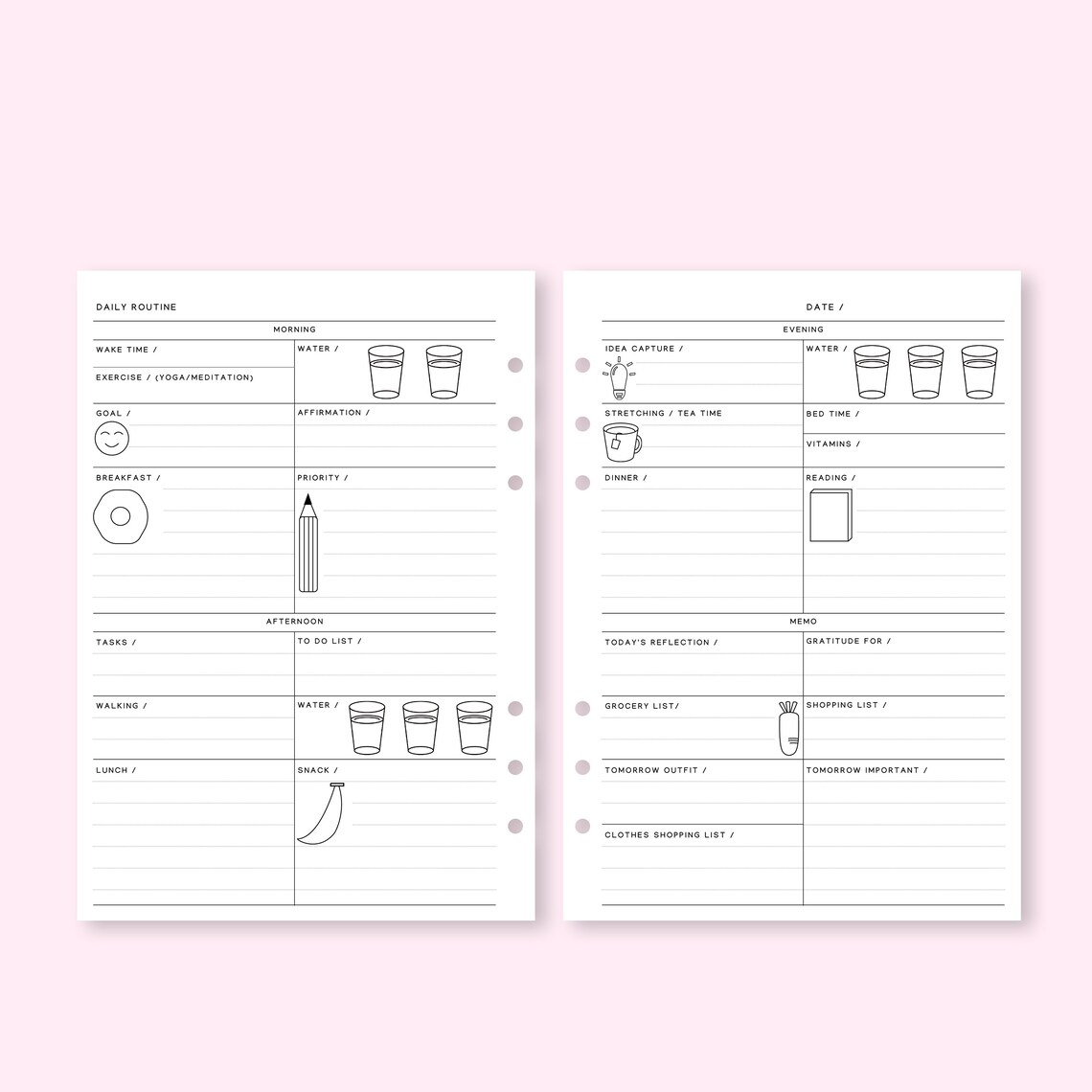 Daily Routine Planner Printabledaily Routine Checkmorning | Etsy