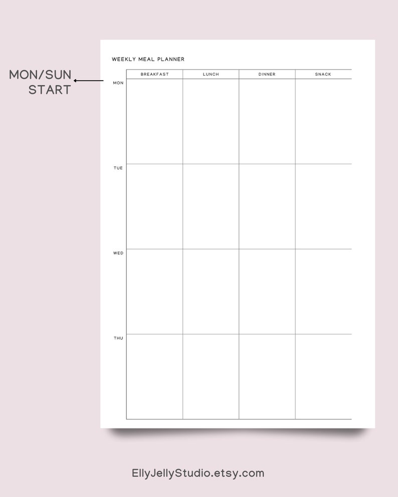 Printable Weekly Meal Planner and Grocery Shopping - Etsy