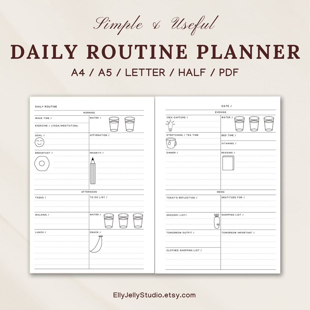 Daily Routine Planner Printabledaily Routine Checkmorning - Etsy
