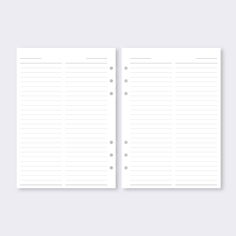 Printable Lined Columns Note Paper Insert Page,5mm,7mm,10mm,a5,a4,us ...