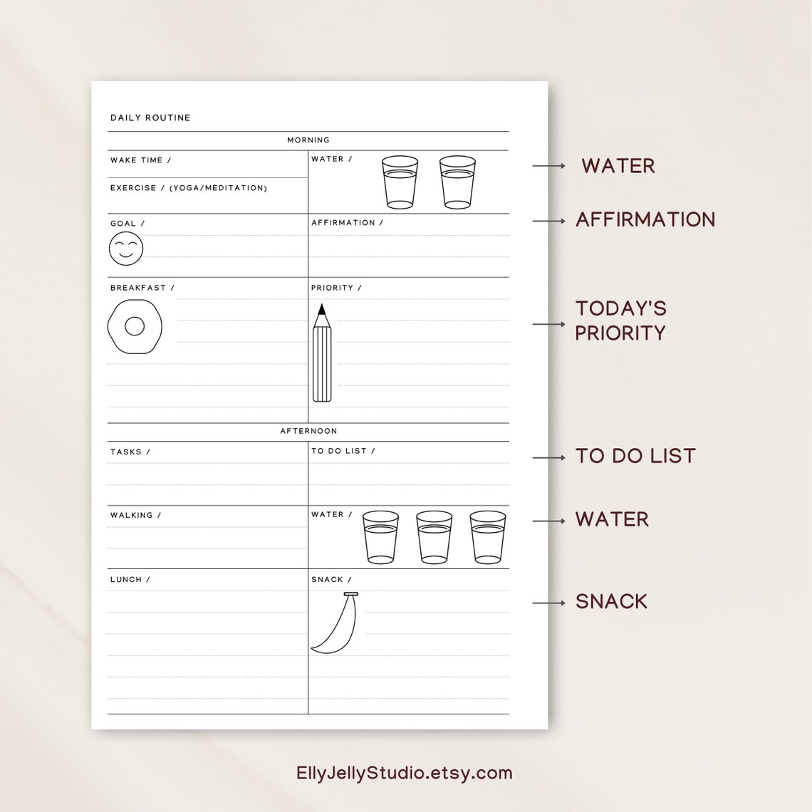 Daily Routine Planner Printabledaily Routine Checkmorning - Etsy
