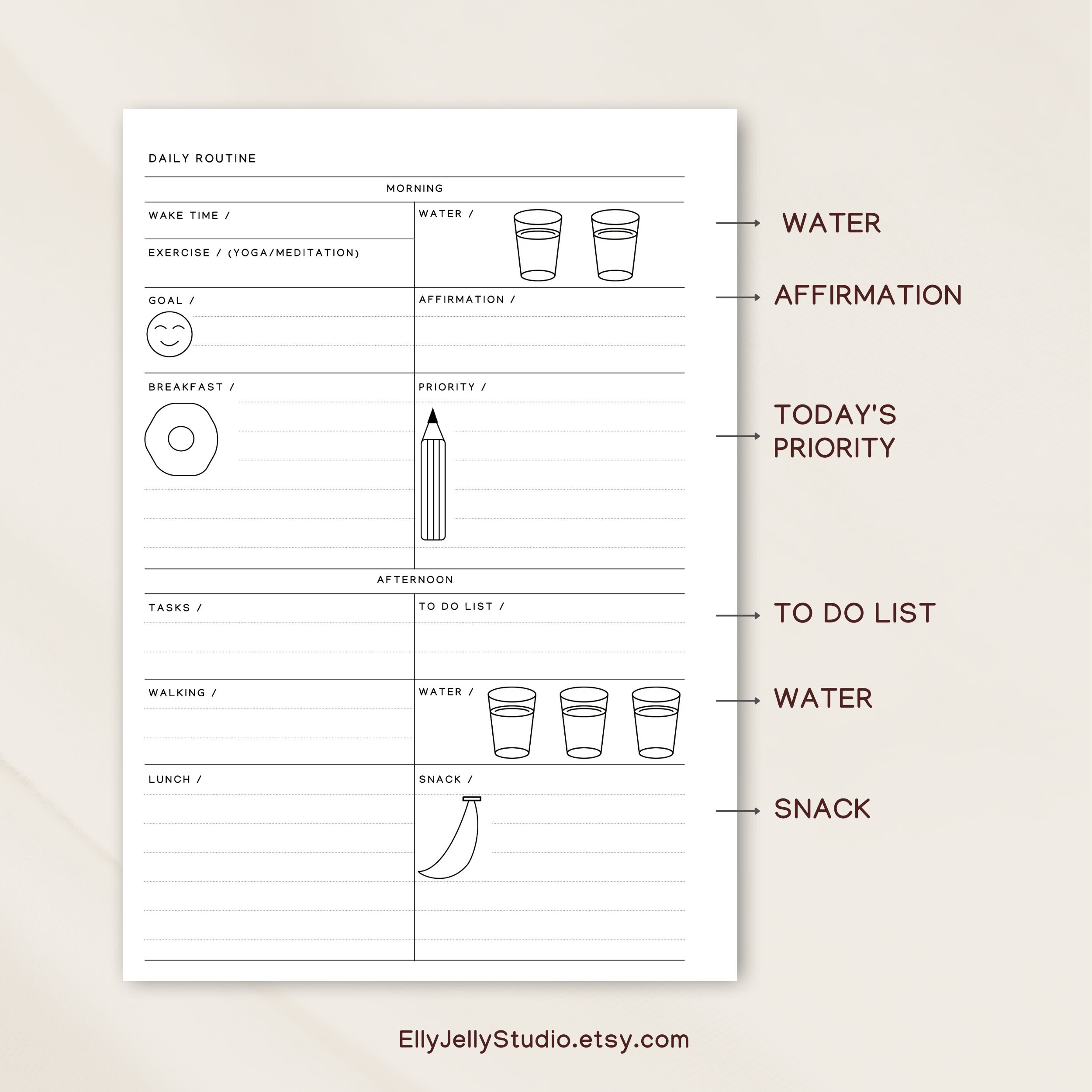 Daily Routine Planner Printable,daily Routine Check,morning Afternoon ...