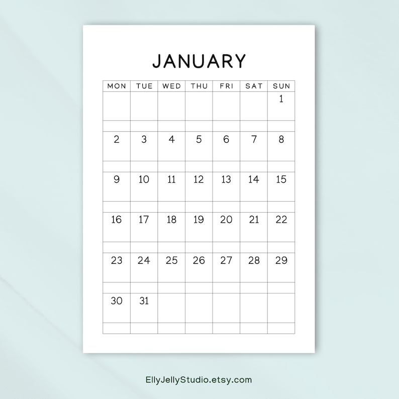 Printable 2023 Monthly Calendar Template A5/a4/a3/letter ,year at a ...
