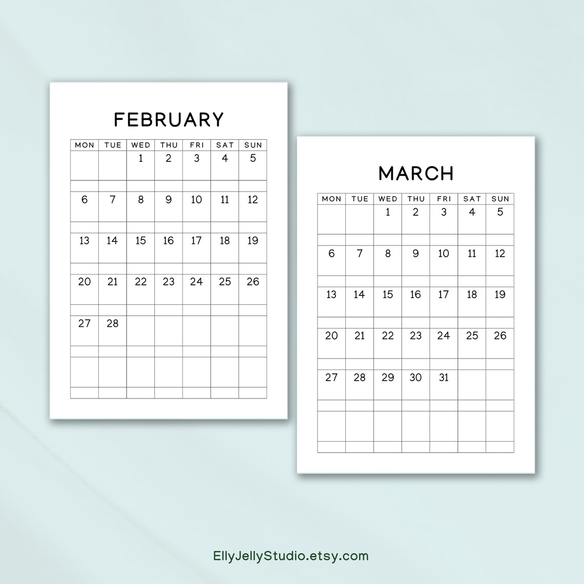 Printable 2023 Monthly Calendar Template A5/a4/a3/letter ,year at a ...