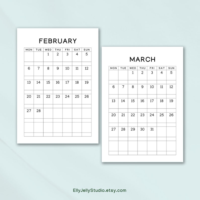 Printable 2023 Monthly Calendar Template A5/a4/a3/letter ,year at a ...