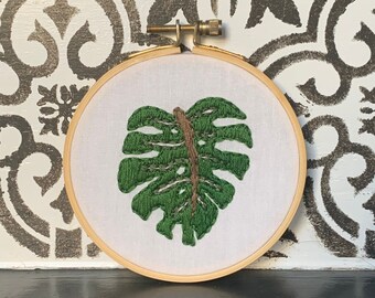Monstera Leaf Embroidery Tropical Leaf Monstera Plant Plant - Etsy