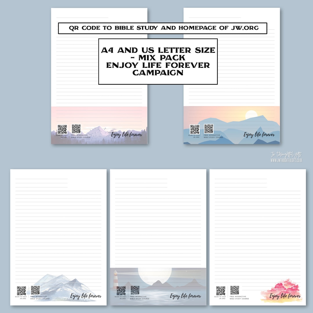 Enjoy Life Forever Mix Pack - JW Ministry Letter Writing Paper Lined or ...