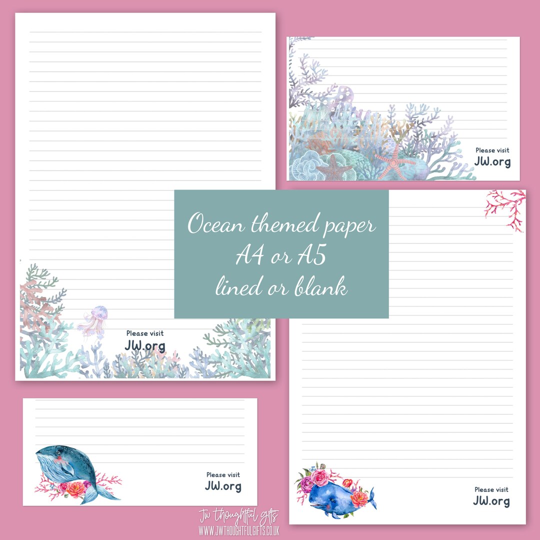 Ocean Themed A4 or A5 JW Ministry Letter Writing Paper - Lined or ...