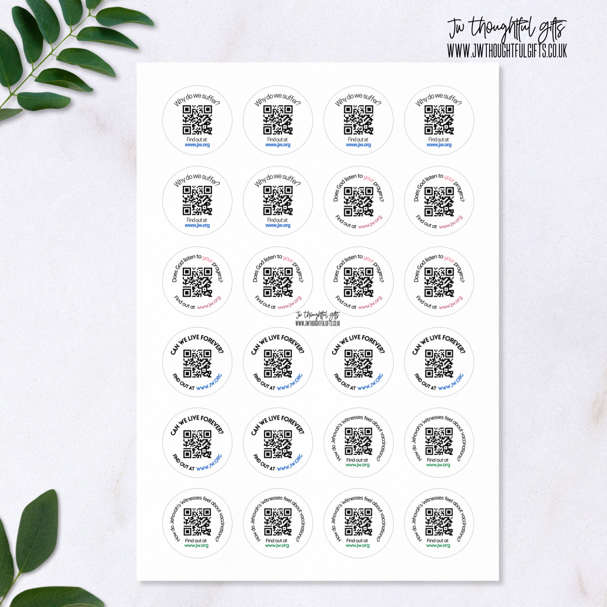 JW QR Code Ministry Stickers Round Labels Jw.org Website - Etsy UK