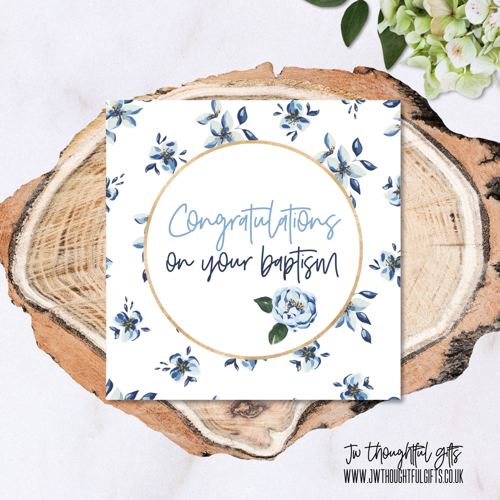 Floral Baptism Card, Congratulations Card, Blue Flowers - Etsy UK