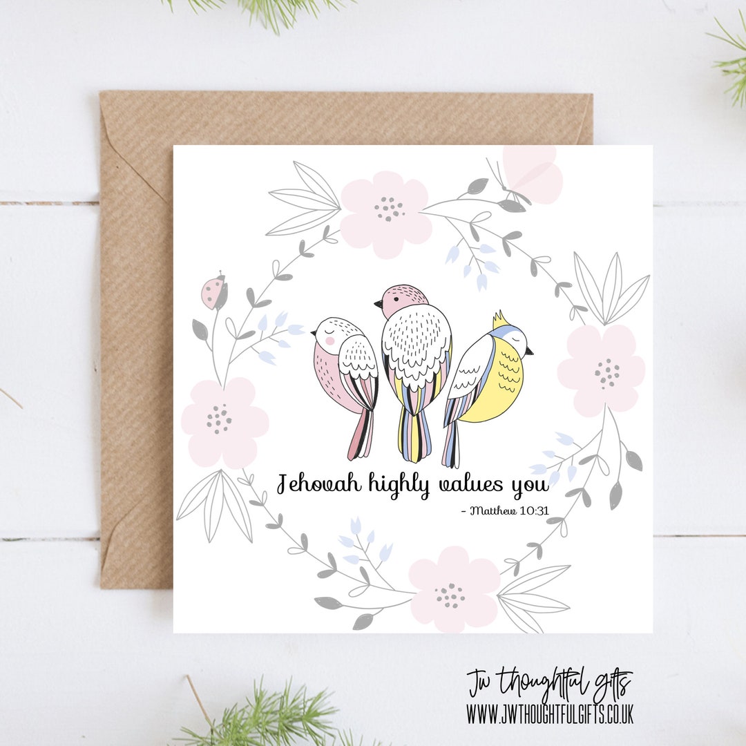 Jehovah Highly Values You, Bird Trio Encouragement Card Based on ...
