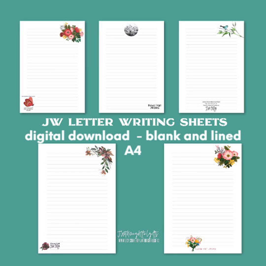 JW Letter Writing Paper – Floral A4 Lined/unlined (digital Download) - Etsy