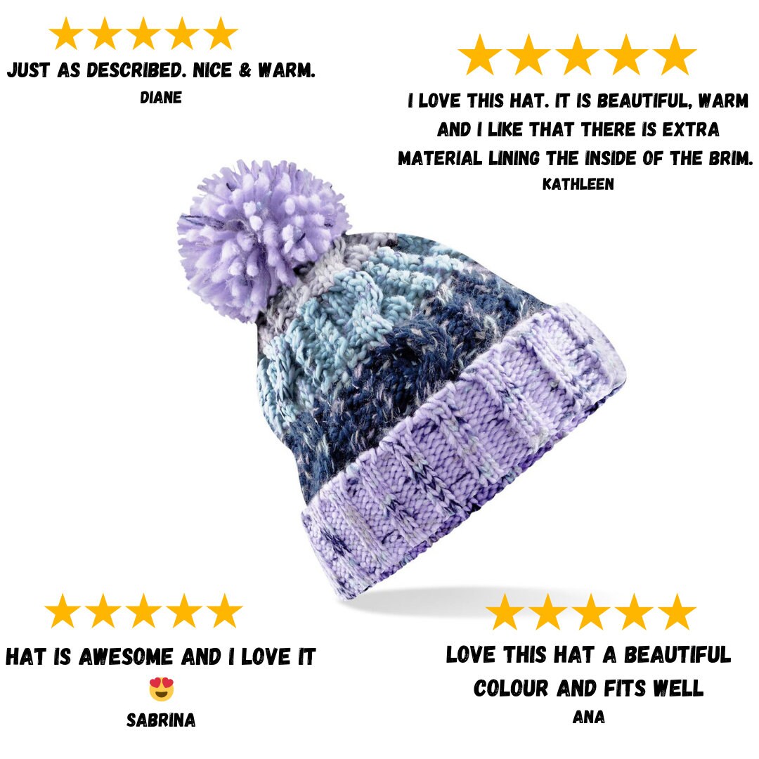 Purple Winter Hat for Nature Enthusiasts Bobble Eco Friendly Winter ...