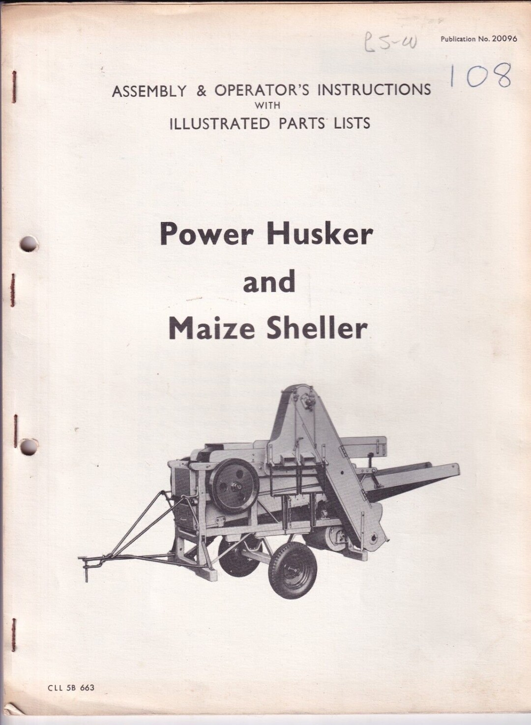 RARE U.S.A Power Husker Maize Sheller Assembly Operators Instructions ...