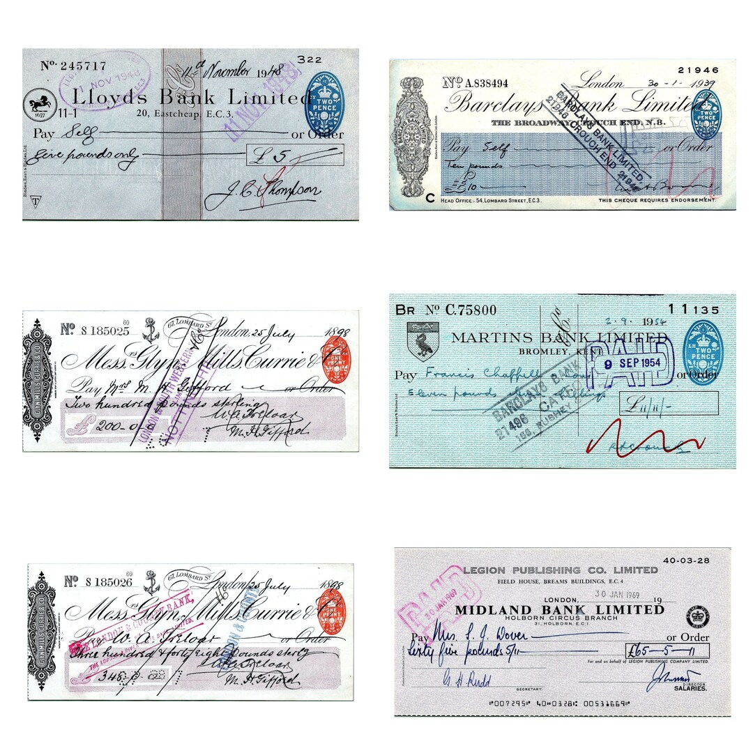VINTAGE / ANTIQUE Bank Cheque Branch 1898 to 1969 & WWII: - Etsy