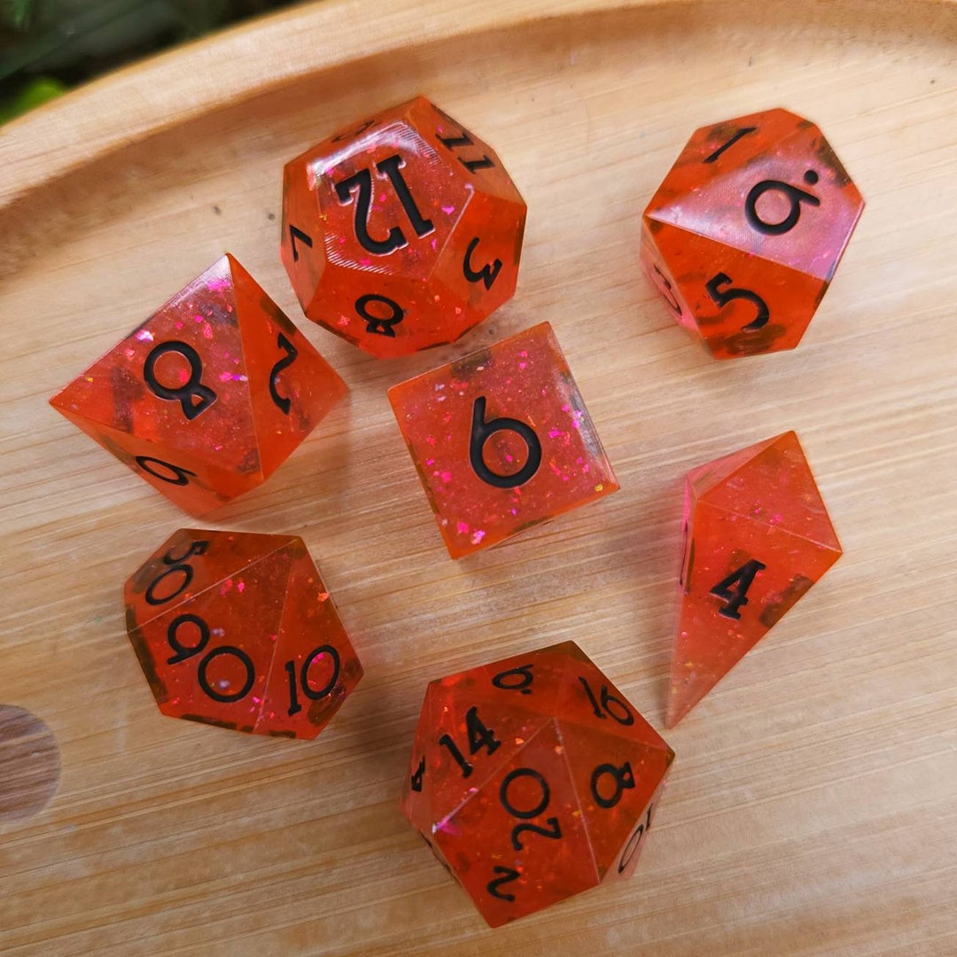 Dnd Dice Set Clear Red Glitter Sparkle Neon Iridescent Crystal Dungeons ...
