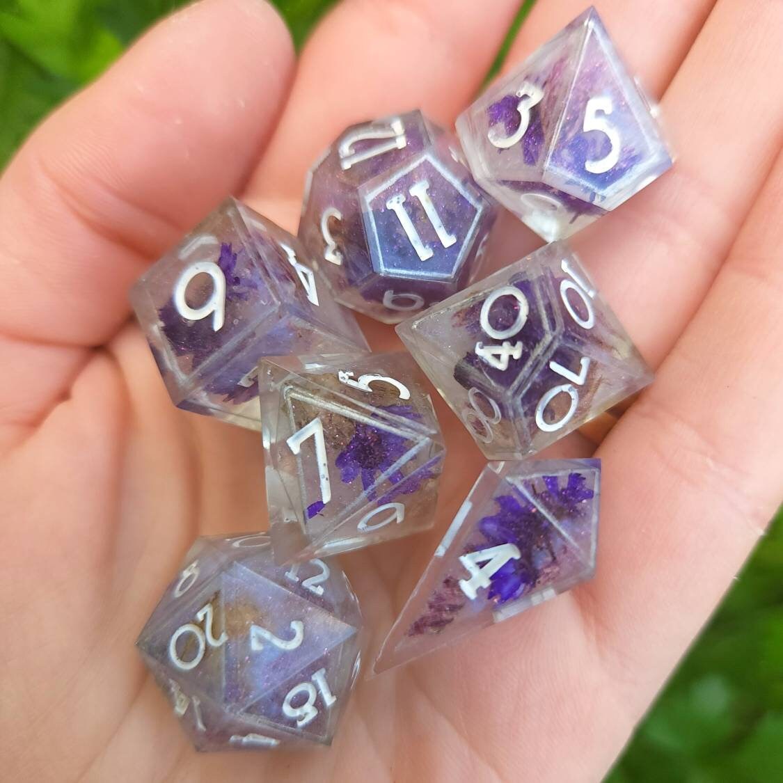 Dnd Dice Set Purple Blossom Terrarium clear Framed Caged - Etsy